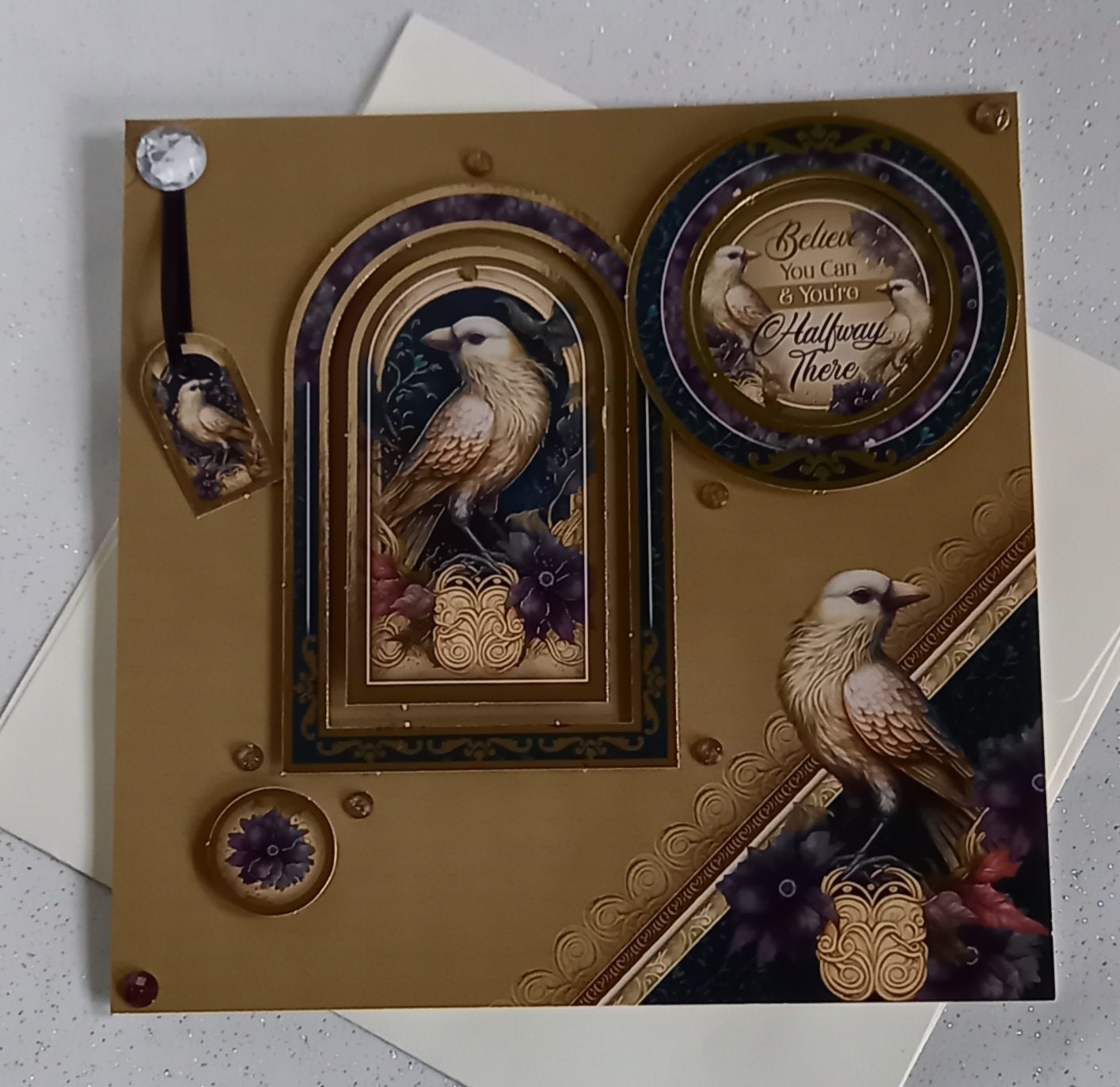 Handmade Raised Foiled White Raven Birthday/inspirational Card,large ...