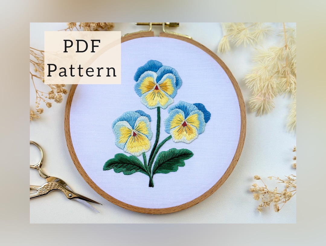 PDF Pattern Floral Embroidery, Hand Embroidery Pattern, Beginner ...
