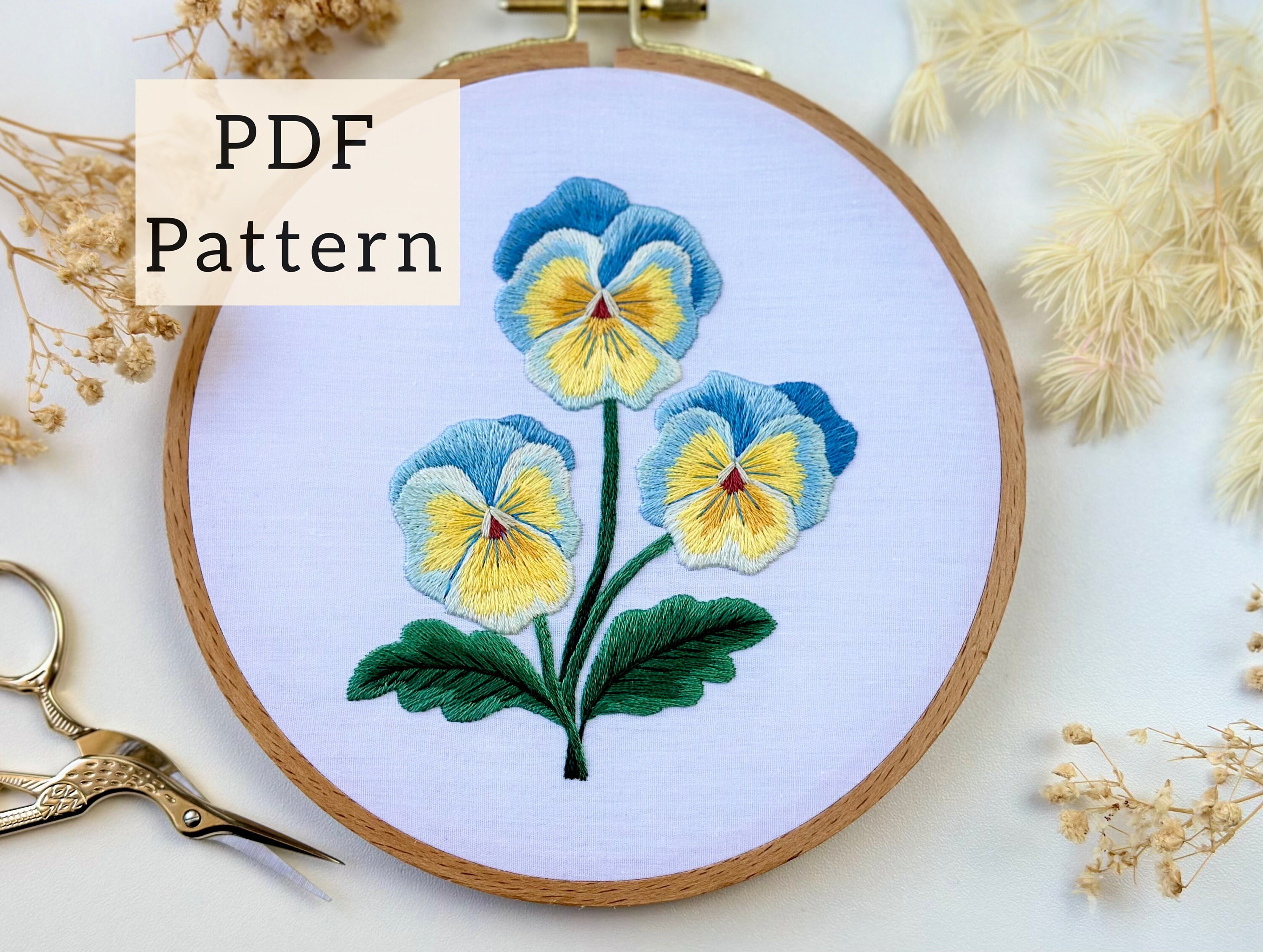 PDF Pattern Floral Embroidery, Hand Embroidery Pattern, Beginner ...