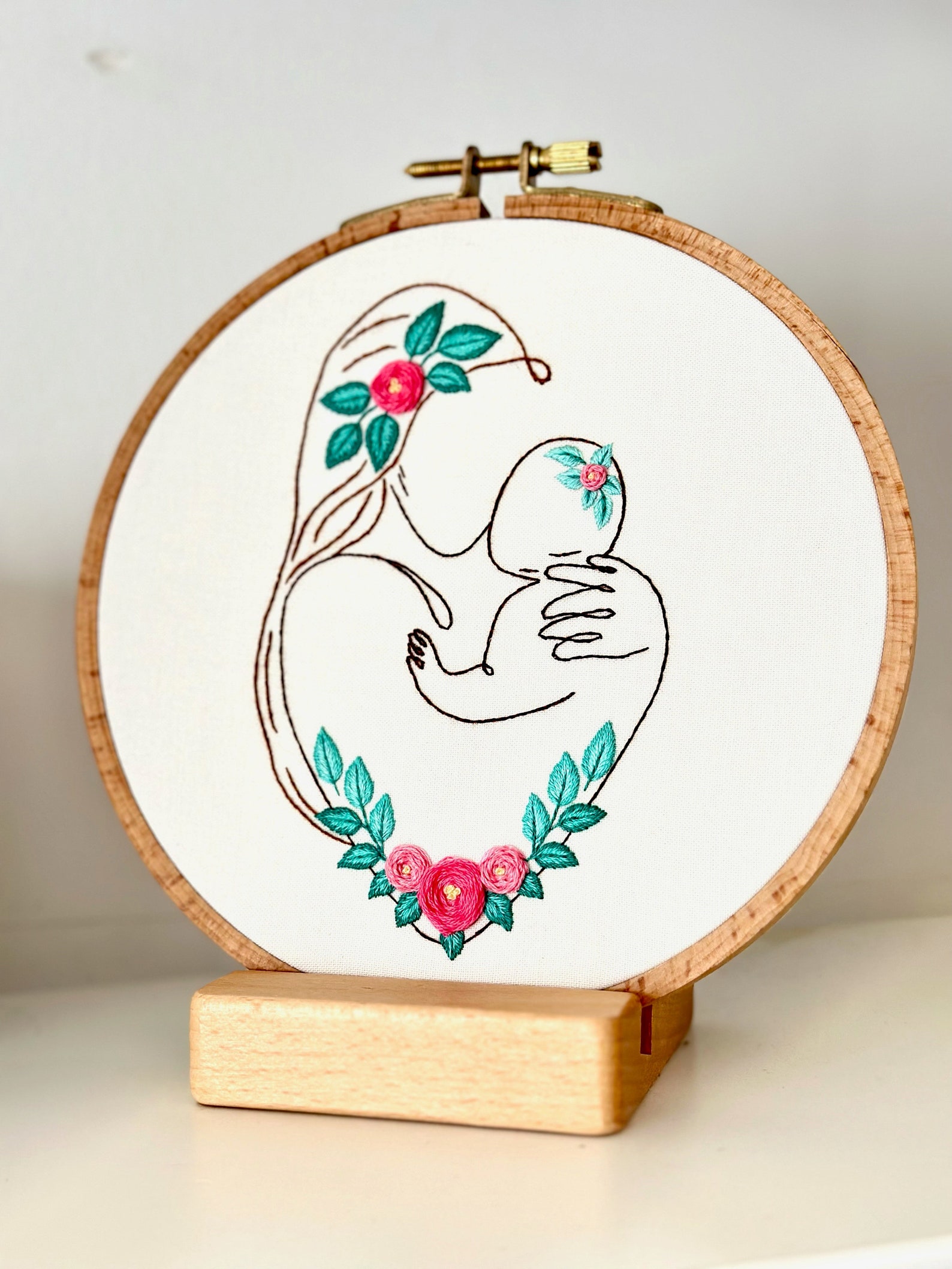PDF Pattern Mother With Baby Floral Embroidery, Hand Embroidery Pattern ...