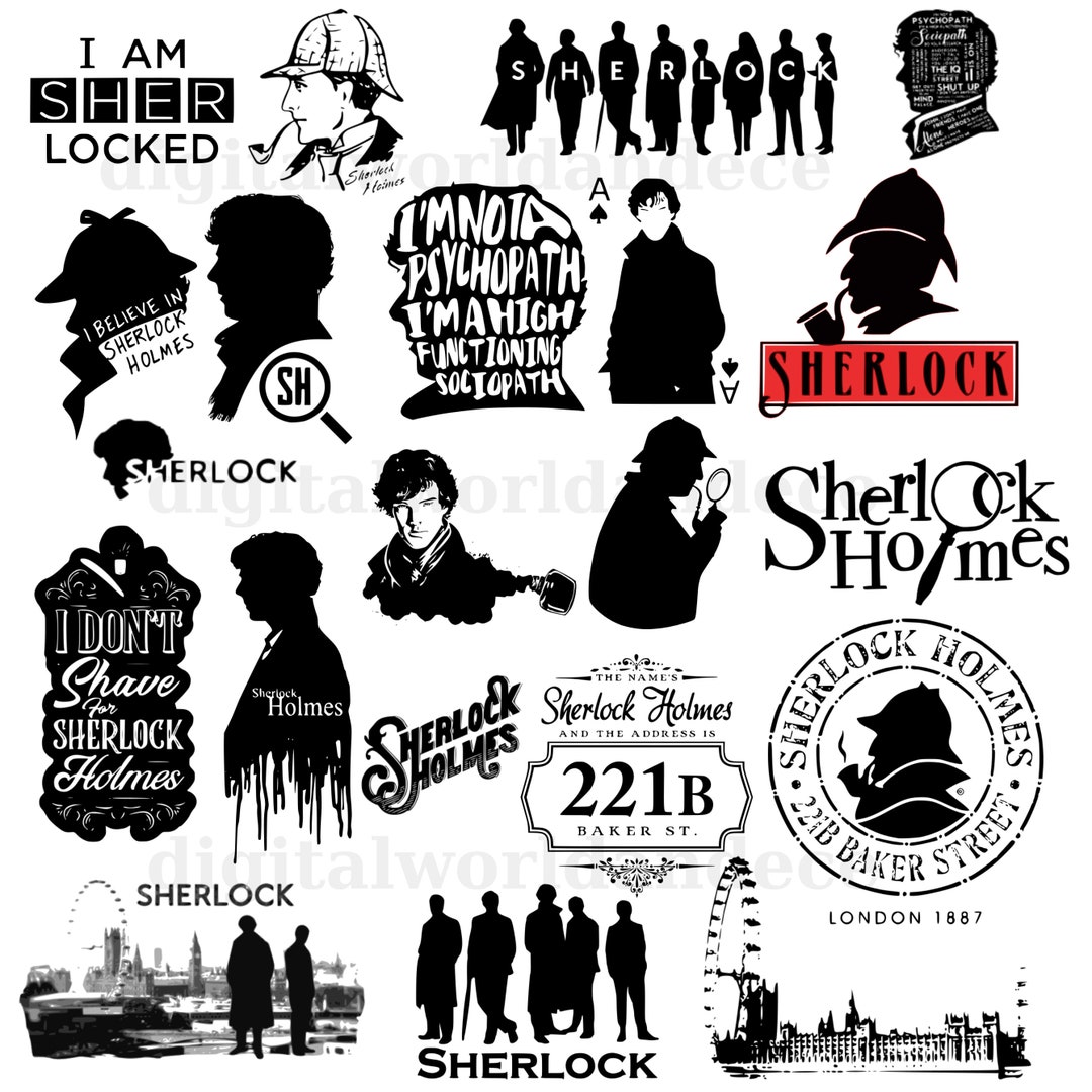 Sherlock Holmes Svg Bundle Clipart Arthur Conan Doyle Dedective 221B ...