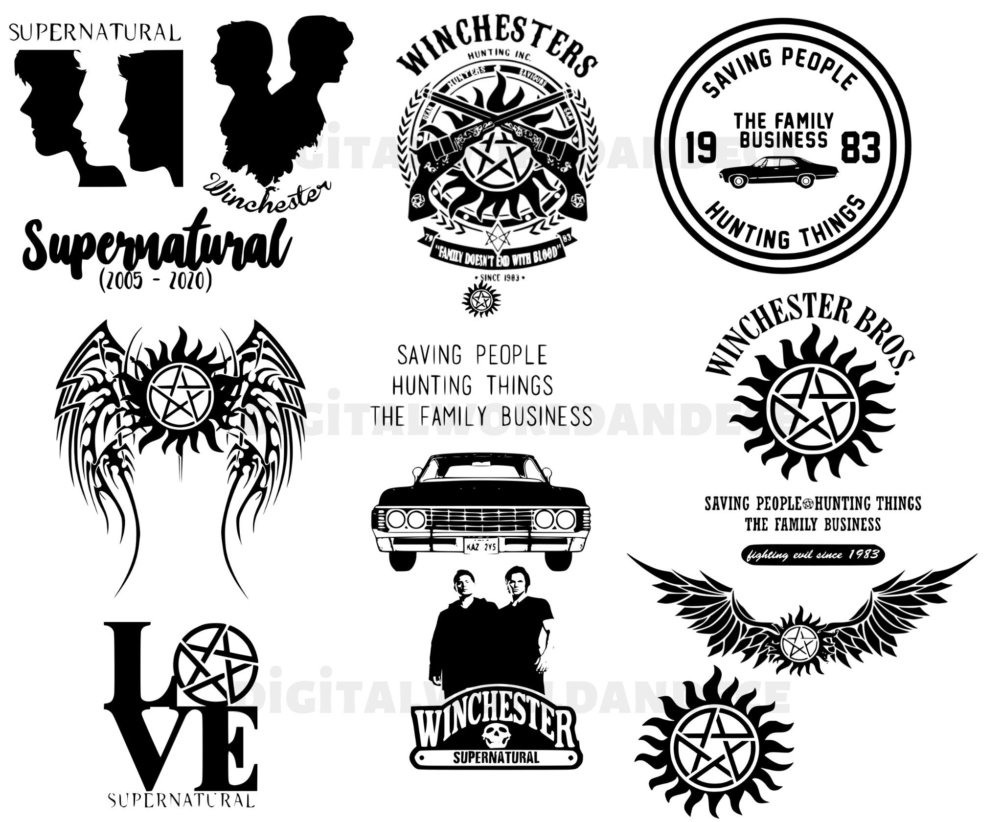 Supernatural Bundle Svg Winchester Svg Saving People - Etsy Canada