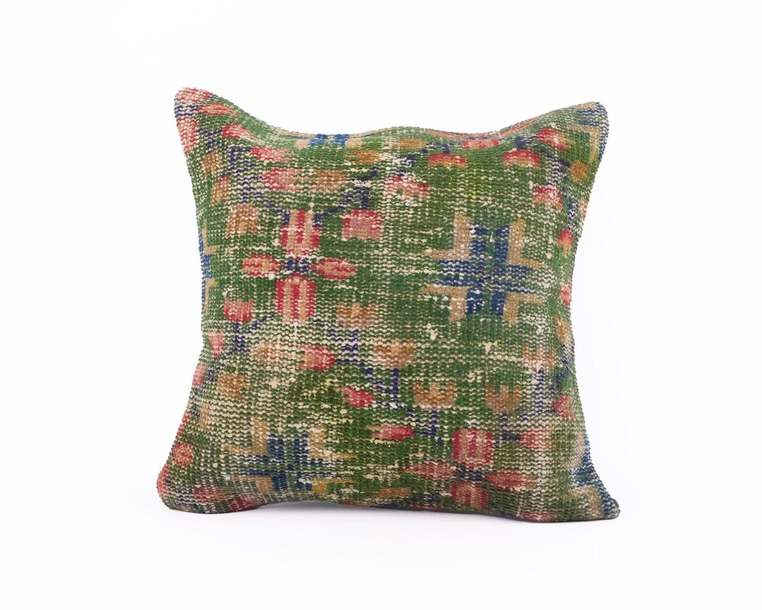 Handwoven Kilim Pillow Cover, Vintage Turkish Wool Cushion Case, 20x20 ...