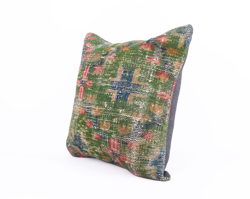 Handwoven Kilim Pillow Cover, Vintage Turkish Wool Cushion Case, 20x20 ...