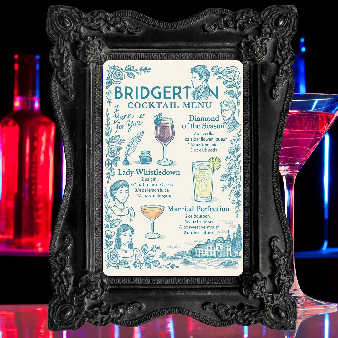 BRIDGERTON Themed Cocktail Bar Sign | Regency Era Party Drink Menu ...