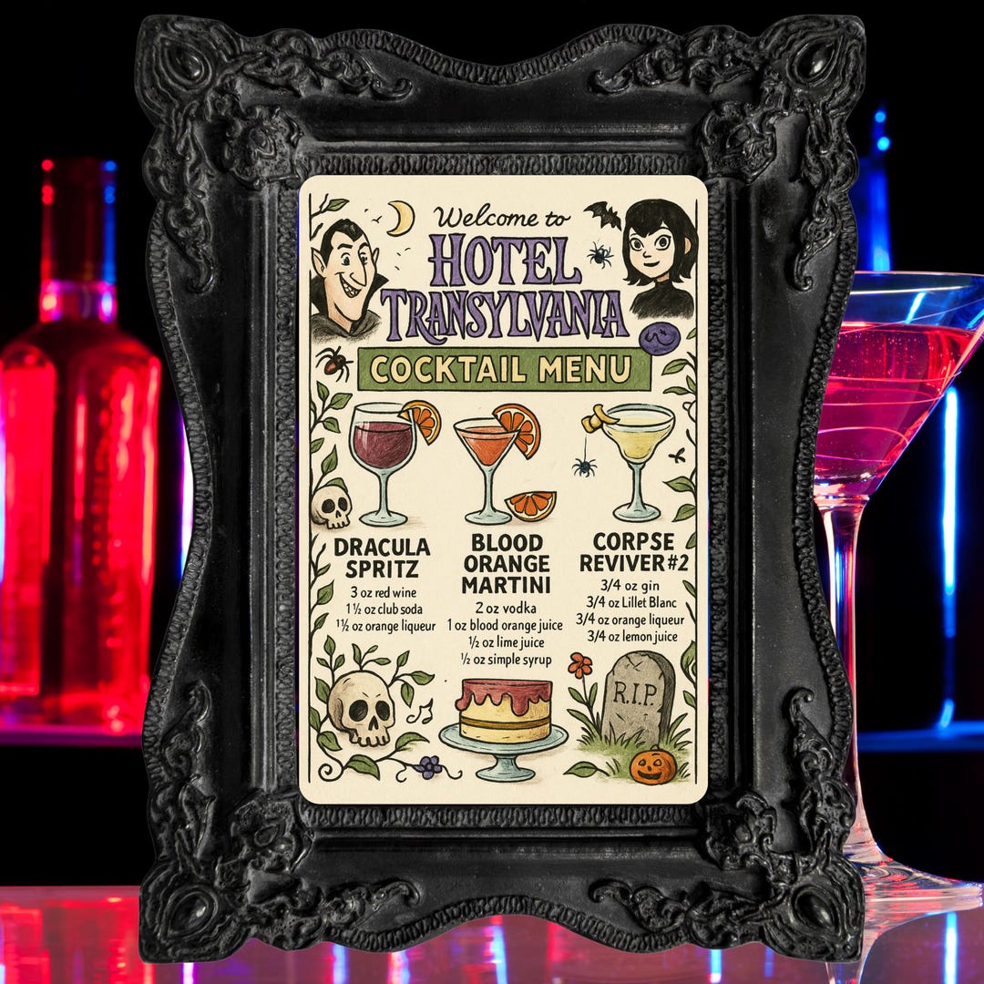 Hotel Transylvania Bar Sign: Halloween Cocktail Menu (printable PDF) - Etsy