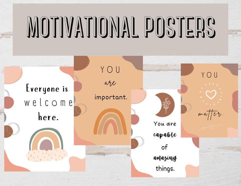 Boho Rainbow Motivational Posters | Posters | Classroom Decor ...