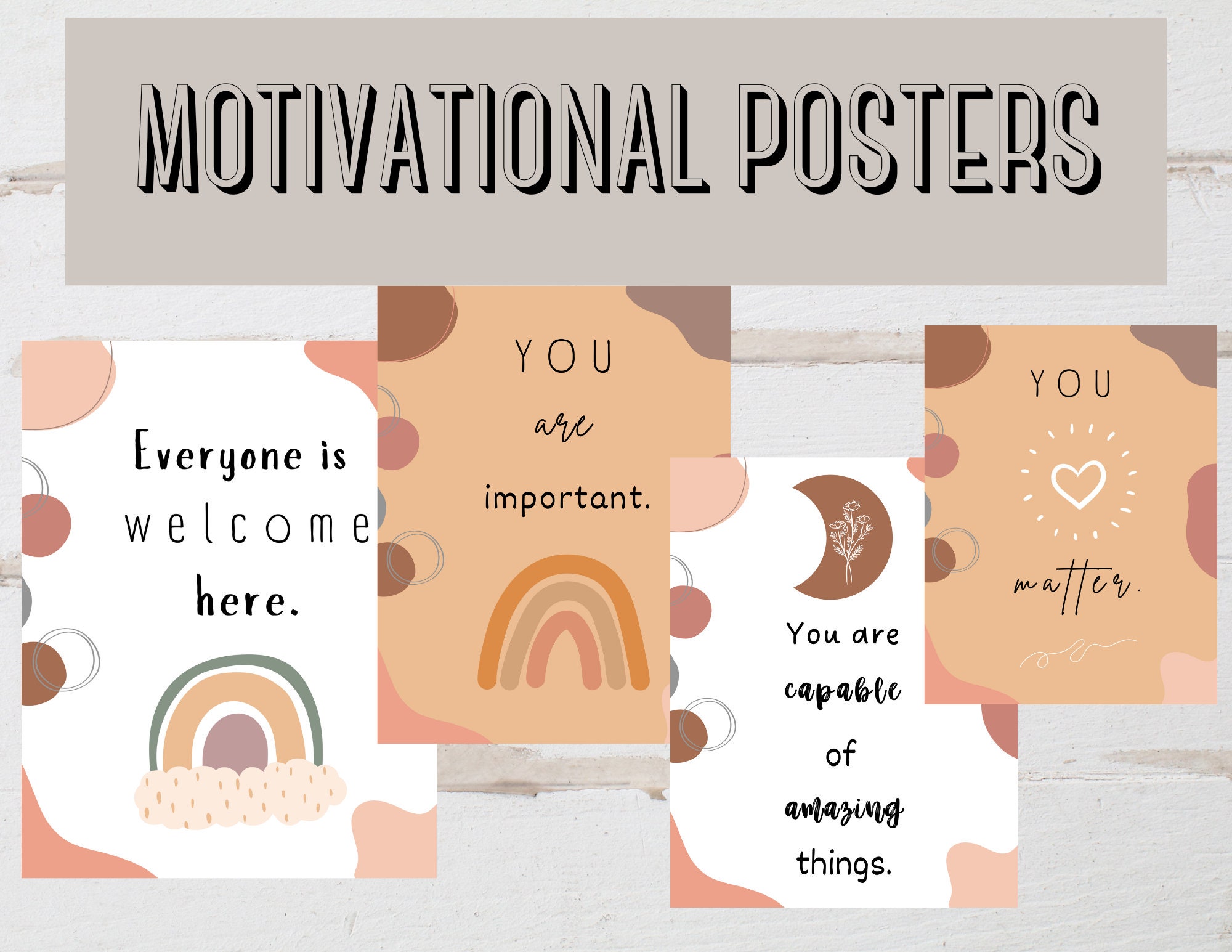 Boho Rainbow Motivational Posters | Posters | Classroom Decor ...