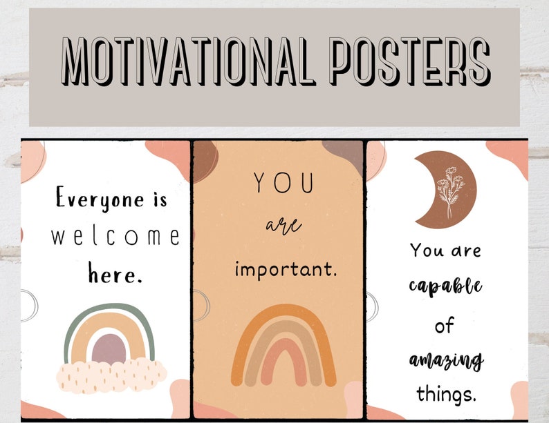 Boho Rainbow Motivational Posters | Posters | Classroom Decor ...