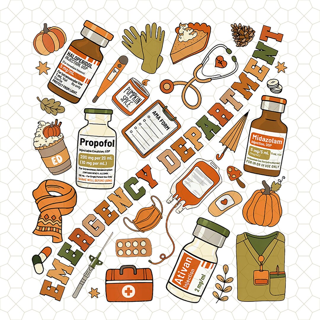 Halloween Spooky ER Nurse Skeleton Emergency Department Png, Emergency ...