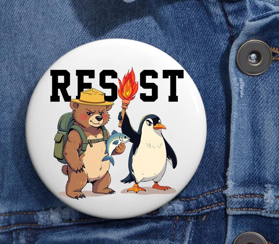 Resist Bear and Penguins Anti Trump Pin Buttons in 3 Sizes, FDT Anti ...