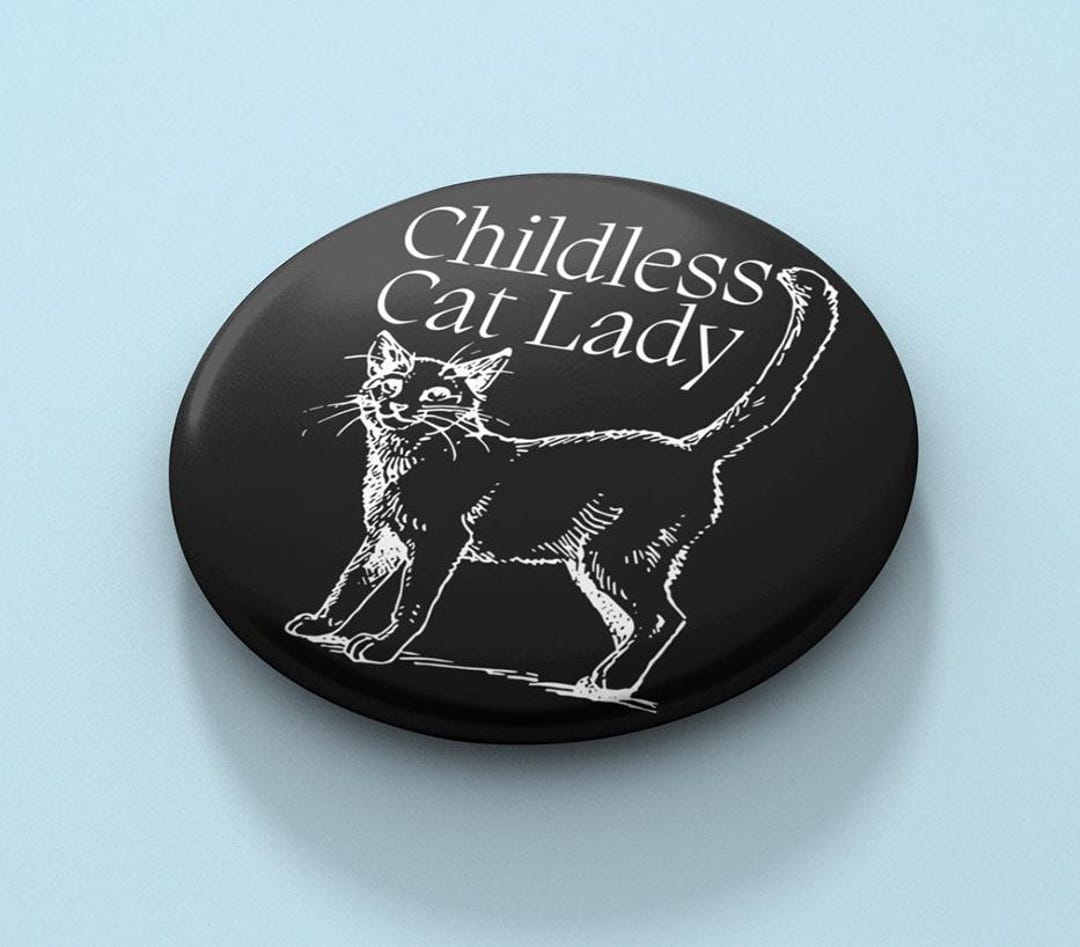 Childless Cat Lady Kamala 2024 Pin, Cat Ladies for Kamala Pin, Election ...