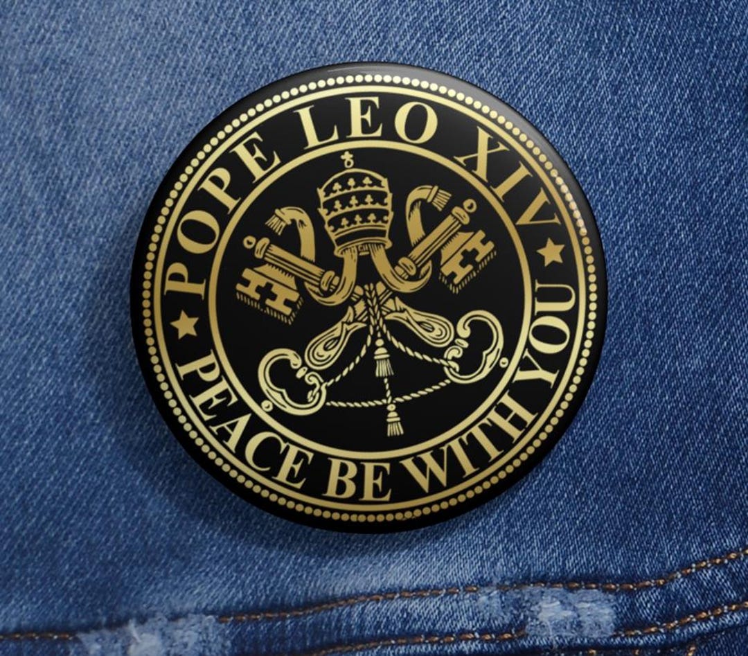 Pope Leo XIV Crest Pin Buttons in 3 Sizes, First American Pope Catholic ...