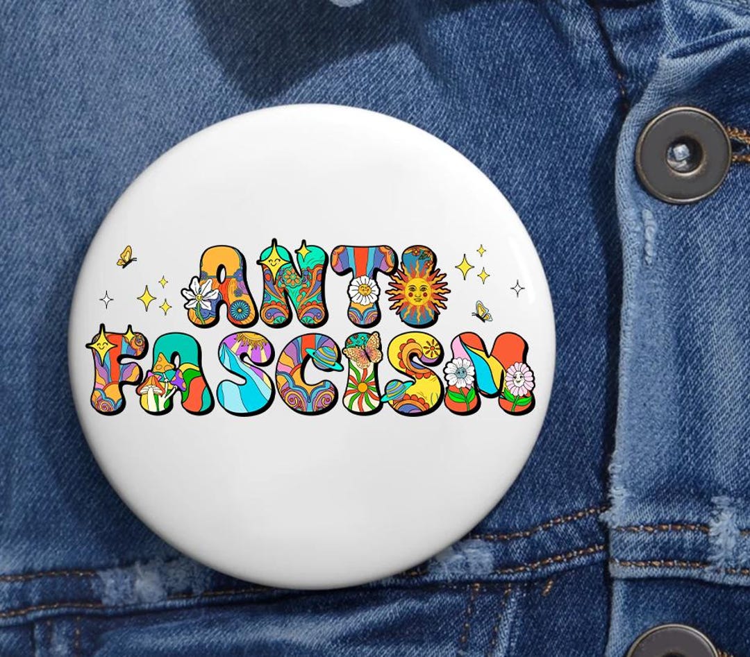 Fascism Anti Trump Hippie Pin Buttons in 3 Sizes, Election 2024 Pin for ...