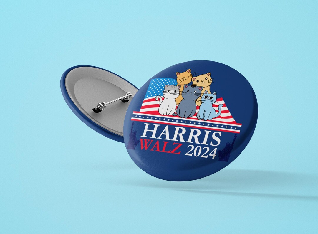 Cat Ladies for Kamala Harris Pin, Kamala Harris Pin Buttons in 3 Sizes ...