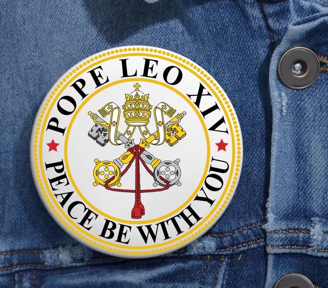 Pope Leo XIV Crest Pin Buttons in 3 Sizes, First American Pope Catholic ...