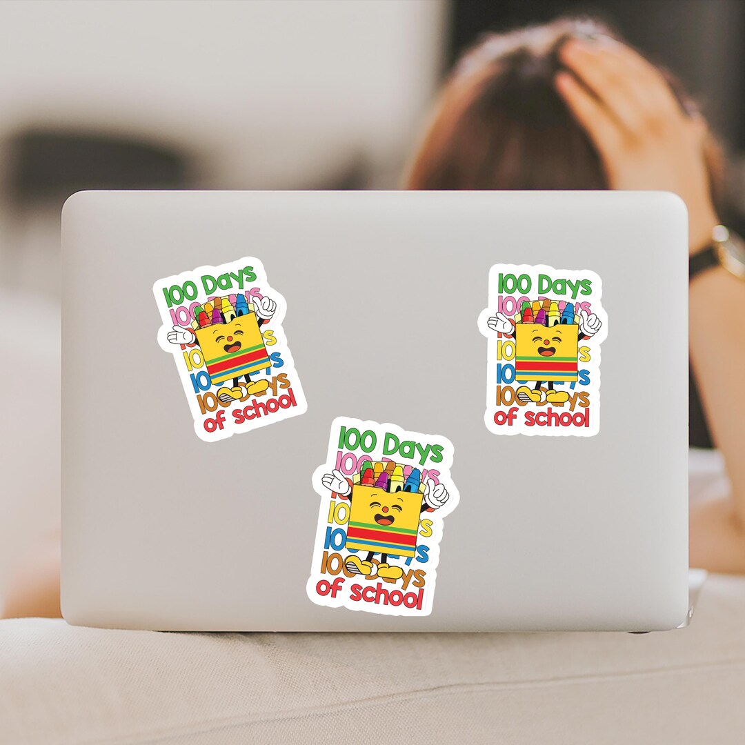 Happy 100 Days of School Crayon Sticker, 100th Days of School, Teacher ...