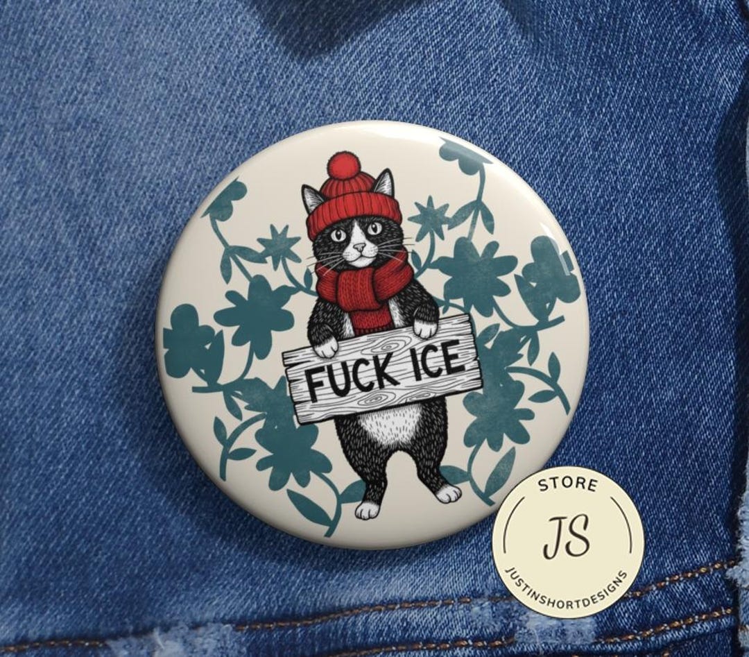 Anti-ice Cat Pin Buttons in 3 Sizes, Abolish ICE Pin, Anti ICE ...