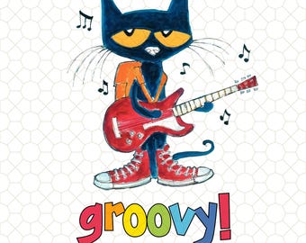 Pe.te the Cat Groovy Friends Bundle Png, Cool Cat Bundle Png, Children ...