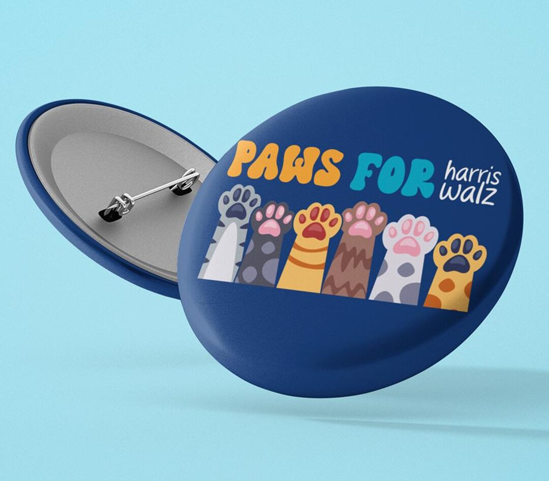 Paws for Harris Walz Pin, Cat Ladies for Kamala Paws Kamala Harris Pin ...