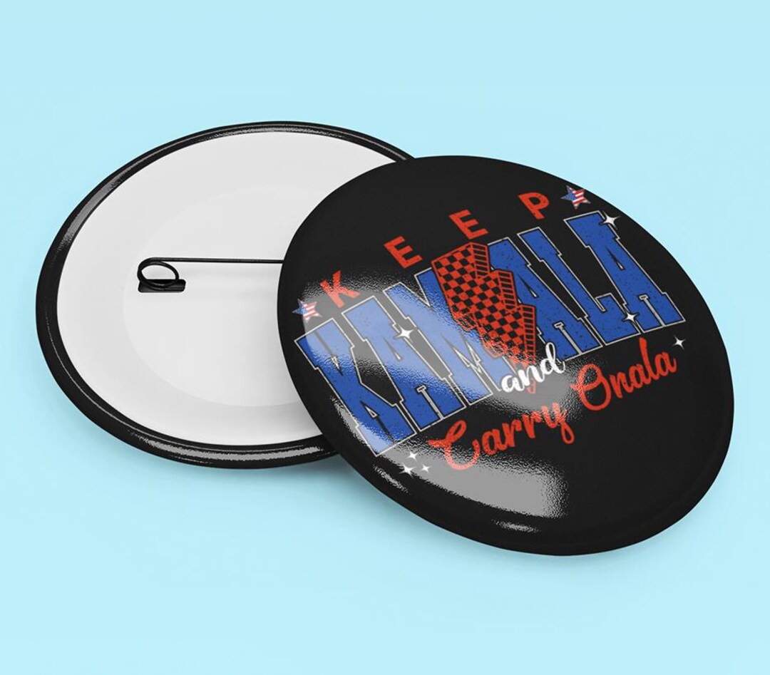 Lightning Bolt Keep Kamala and Carry Onala Pin Buttons in 3 Sizes ...