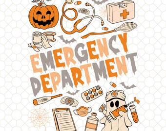 Halloween Spooky ER Nurse Skeleton Emergency Department Png, Emergency ...