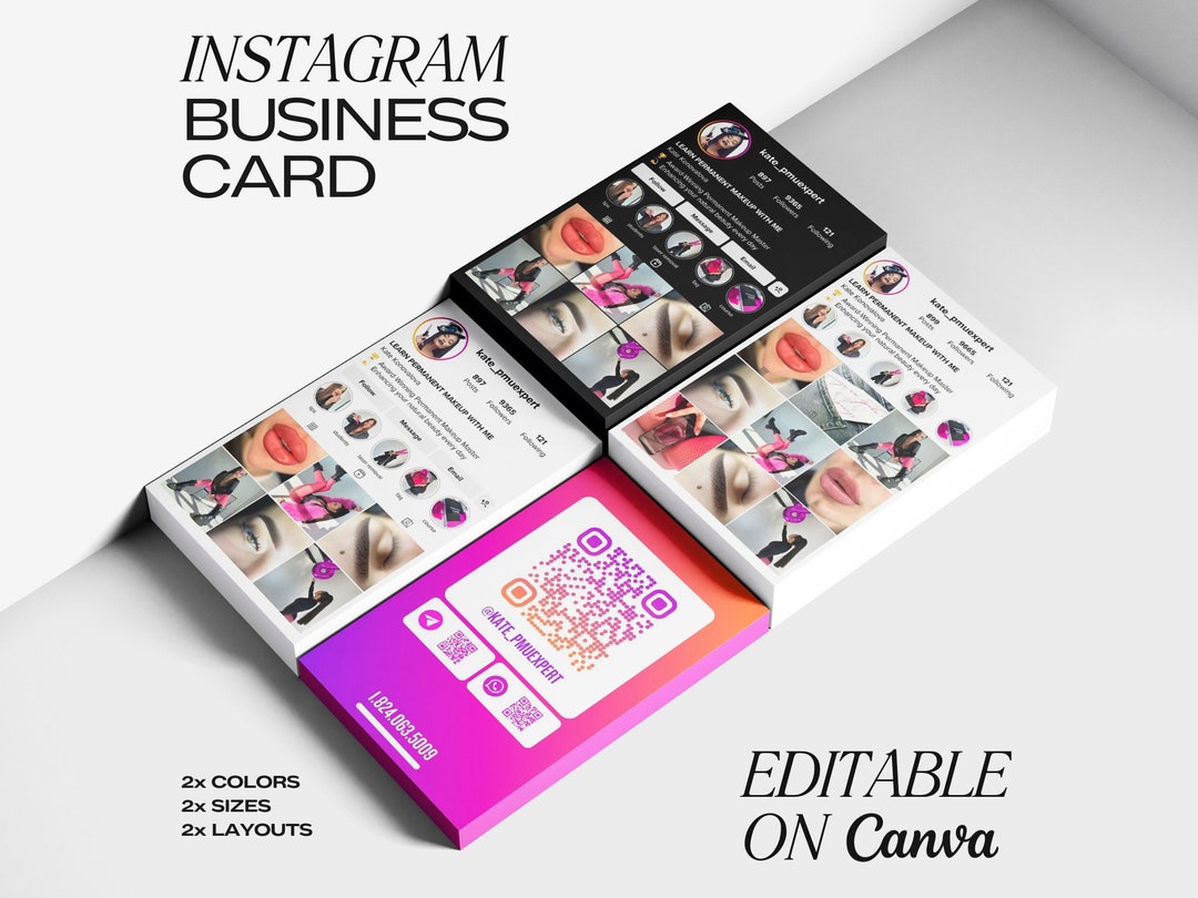 Instagram Business Card, IG Business Card Template, QR Business Card ...
