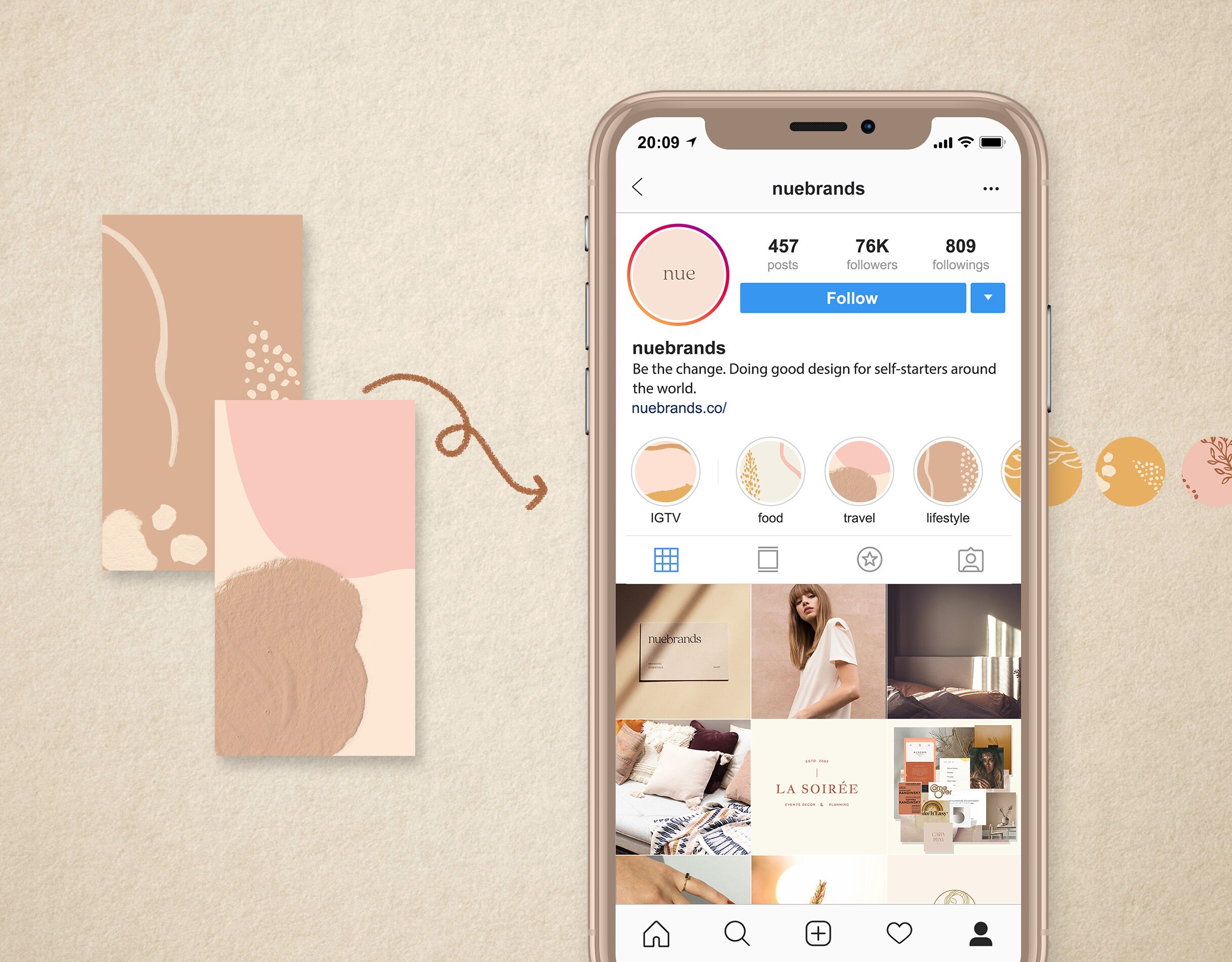 Boho Aesthetic Editable Instagram Template, Warm Branding Instagram ...