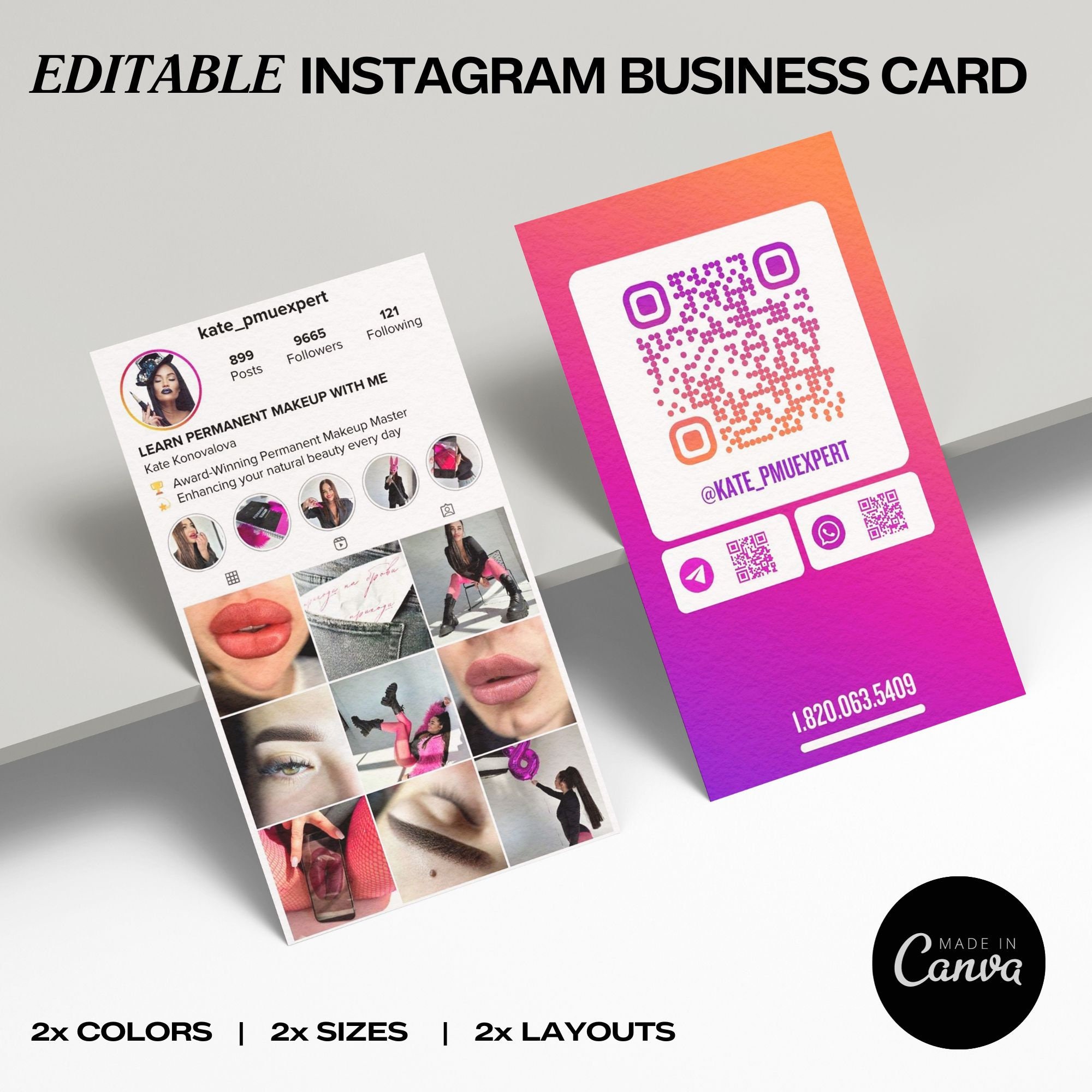 Instagram Business Card, IG Business Card Template, QR Business Card ...