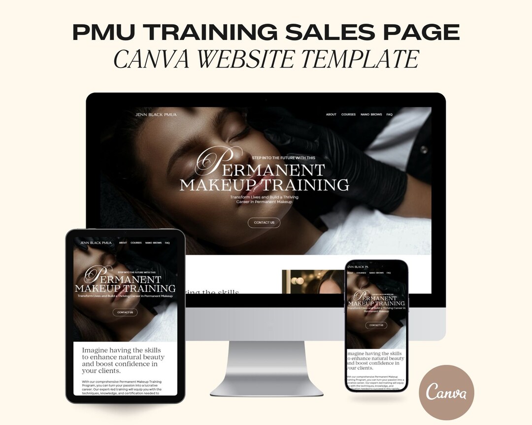 Canva Website Template, PMU Training Sales Page, Permanent Makeup ...
