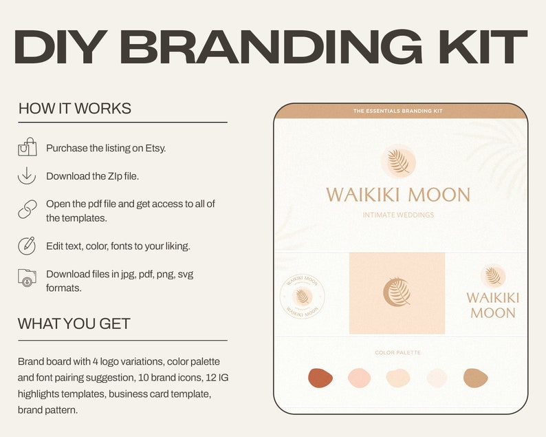 Modern Boho Logo and Branding Kit Earthy Natural Brand - Etsy