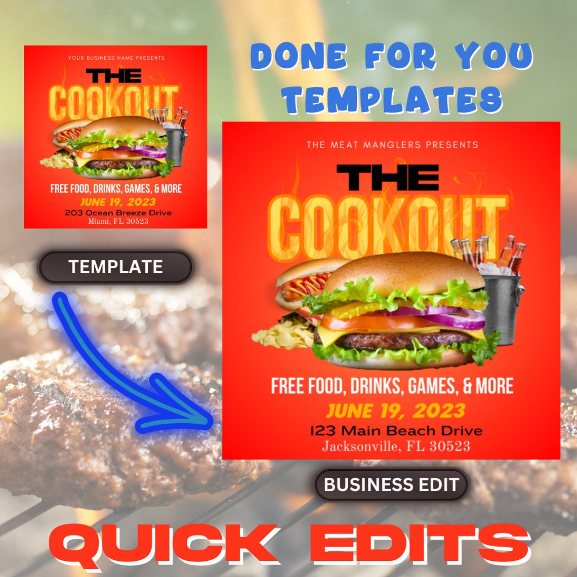 Barbecue Cookout Flyer, Picnic Flyer, Fundraiser Flyer, Neighborhood ...