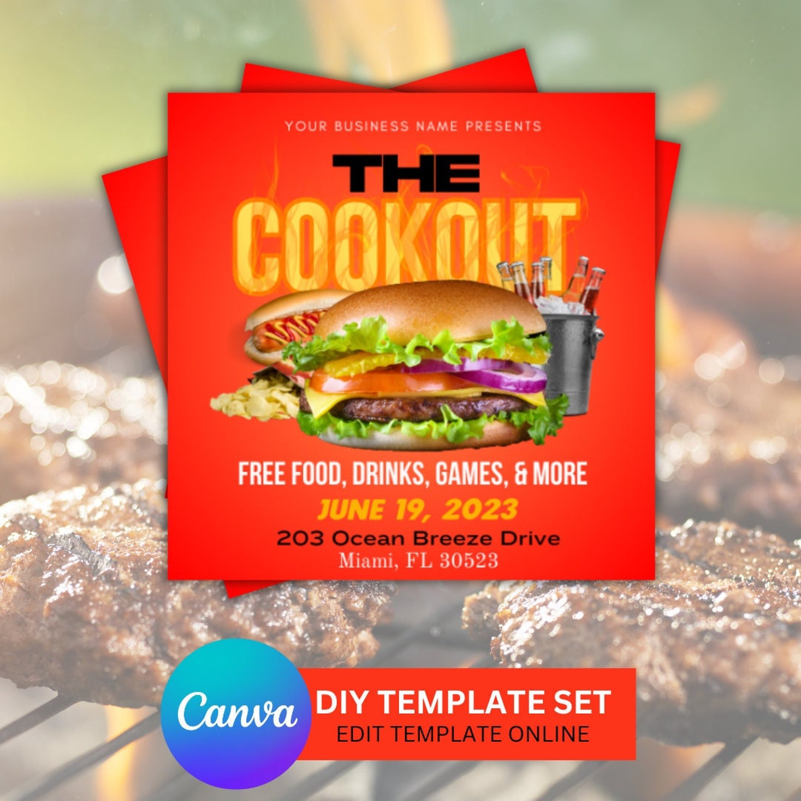 Barbecue Cookout Flyer, Picnic Flyer, Fundraiser Flyer, Neighborhood ...
