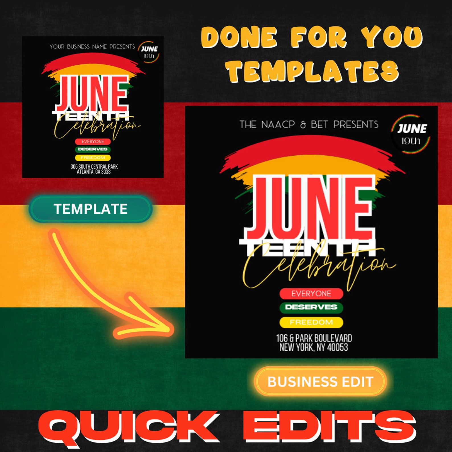 JUNETEENTH Celebration | JUNETEENTH | June 19th Digital Editable Flyer ...