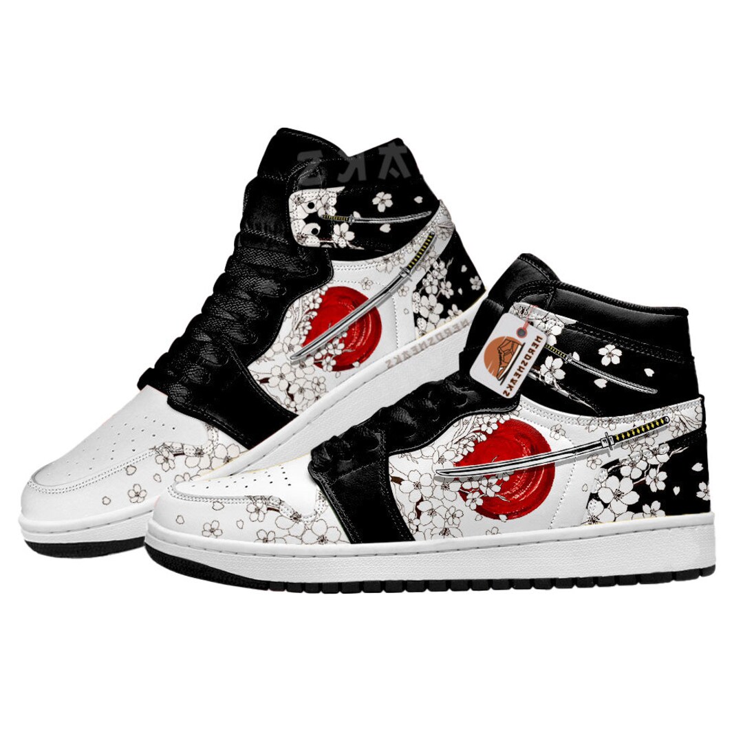 Japanese Sakura and Katana sneakers Custom Shoes - Etsy