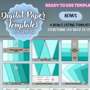 Best Digital Paper Mockup Templates for 5 Papers. Canva Templates for ...