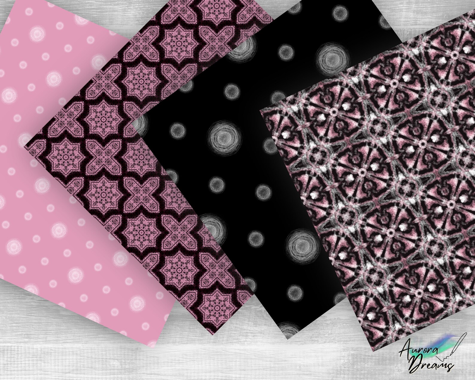 Pink and Black Pastel Chalk Seamless Pattern Pack. 12x12 Inches ...