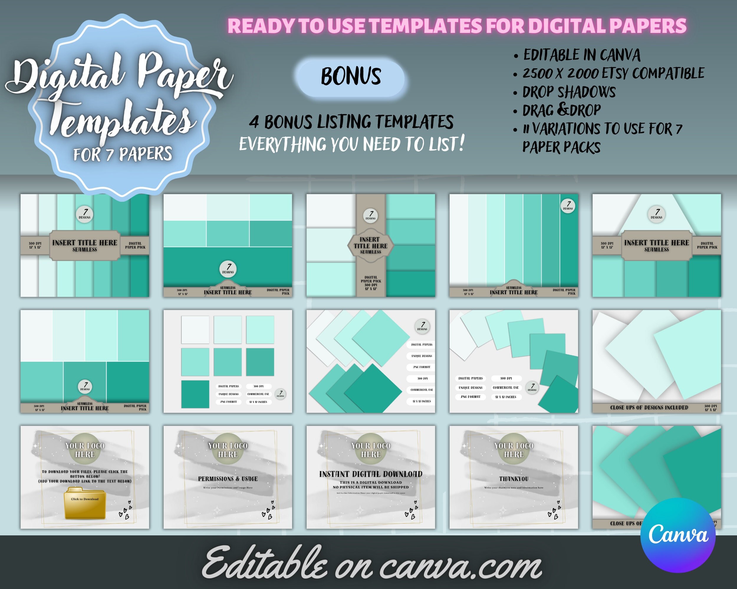 Best Digital Paper Mockup Templates for 7 Papers. Canva Templates for ...