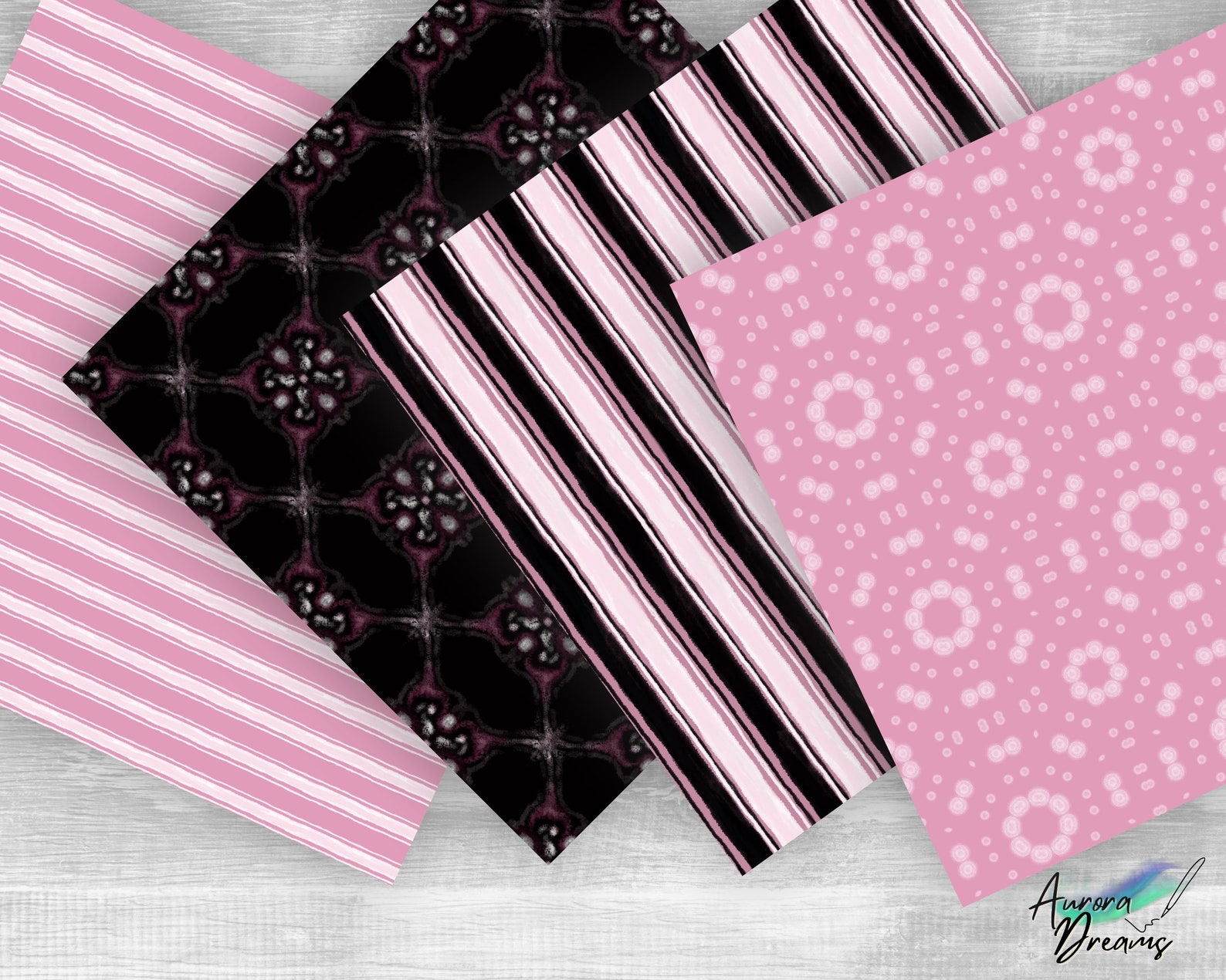 Pink and Black Pastel Chalk Seamless Pattern Pack. 12x12 Inches ...