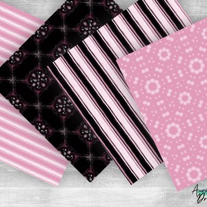 Pink and Black Pastel Chalk Seamless Pattern Pack. 12x12 Inches ...