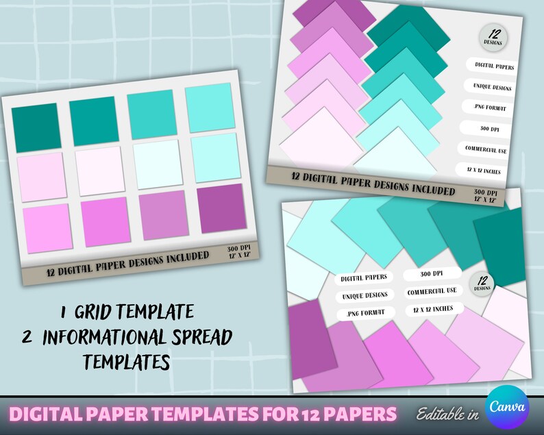Best Digital Paper Mockup Templates for 12 Papers. Canva Templates for ...