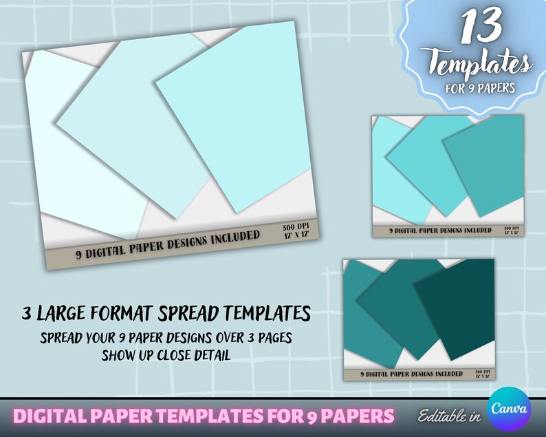 Best Digital Paper Mockup Templates for 9 Papers. Canva Templates for ...