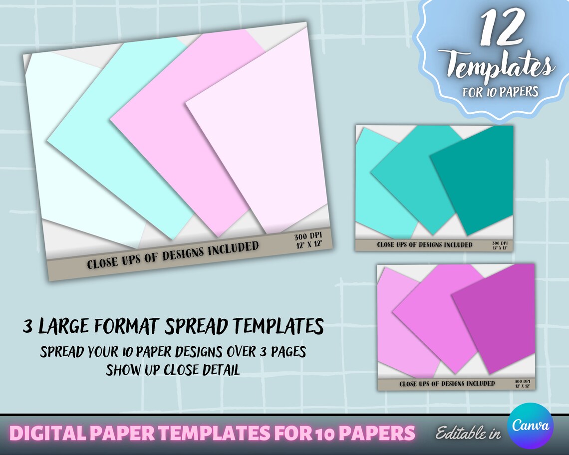 Best Digital Paper Mockup Templates for 10 Papers. Canva Templates for ...