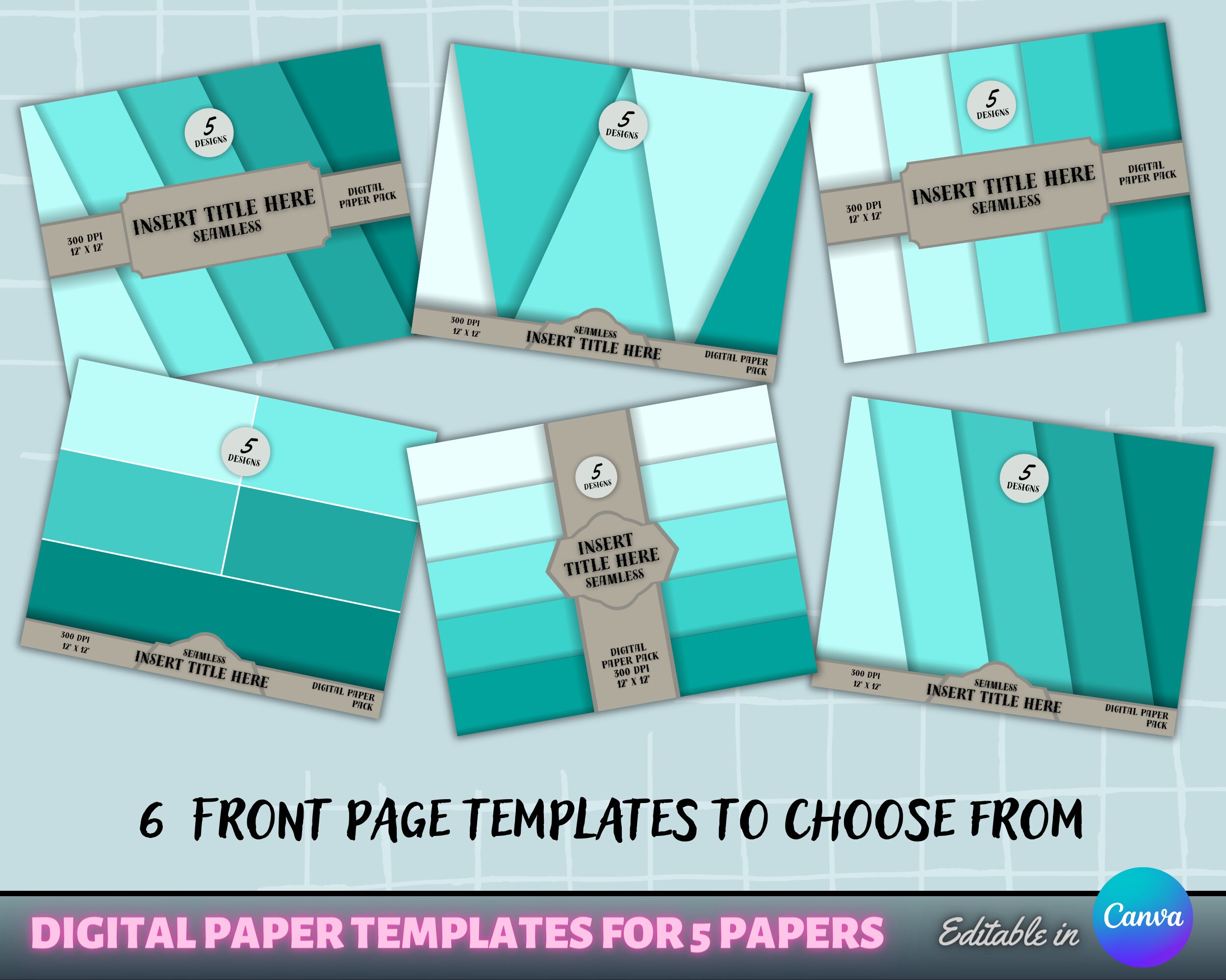 Best Digital Paper Mockup Templates for 5 Papers. Canva Templates for ...