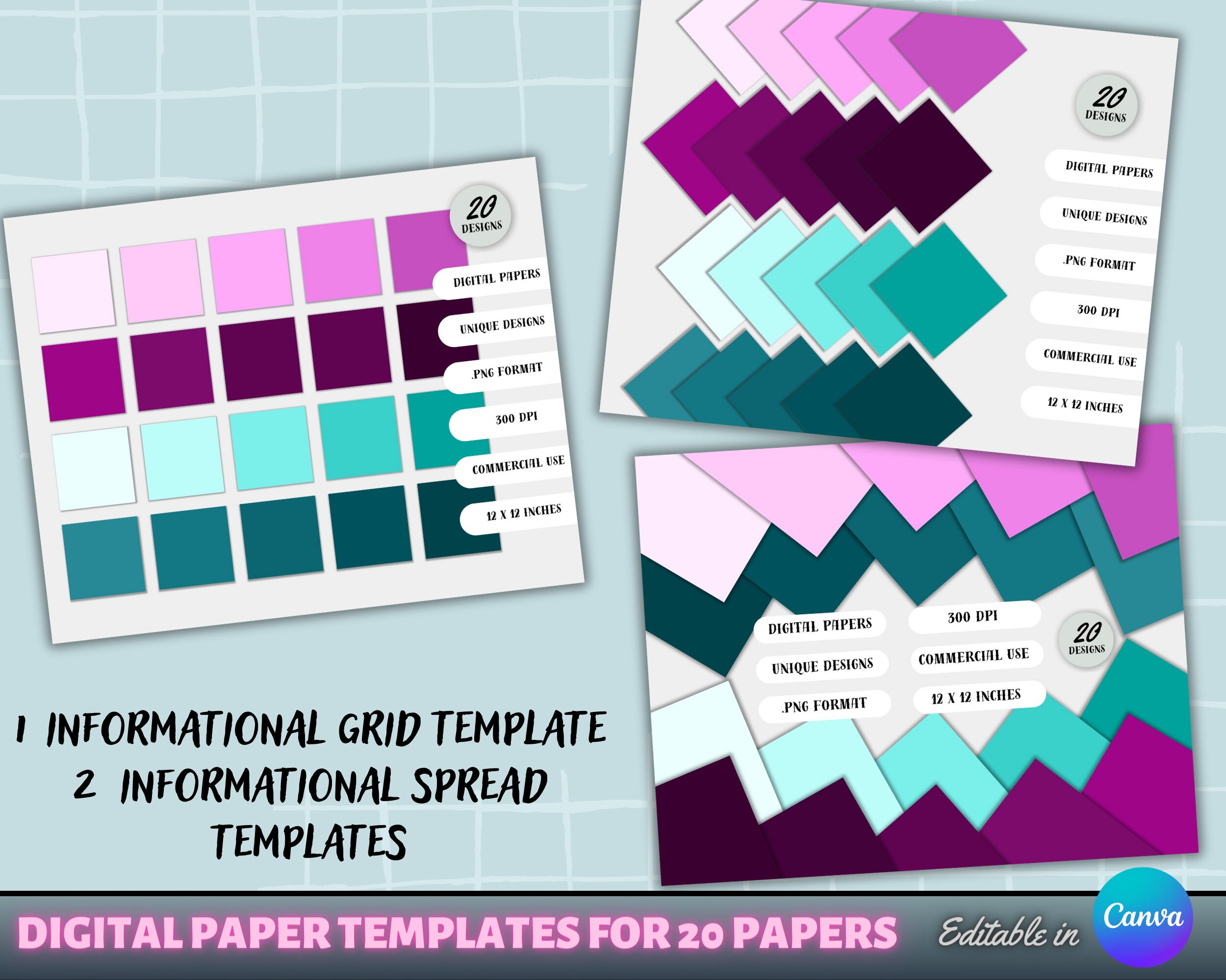 Best Digital Paper Mockup Templates for 20 Papers. Canva Templates for ...