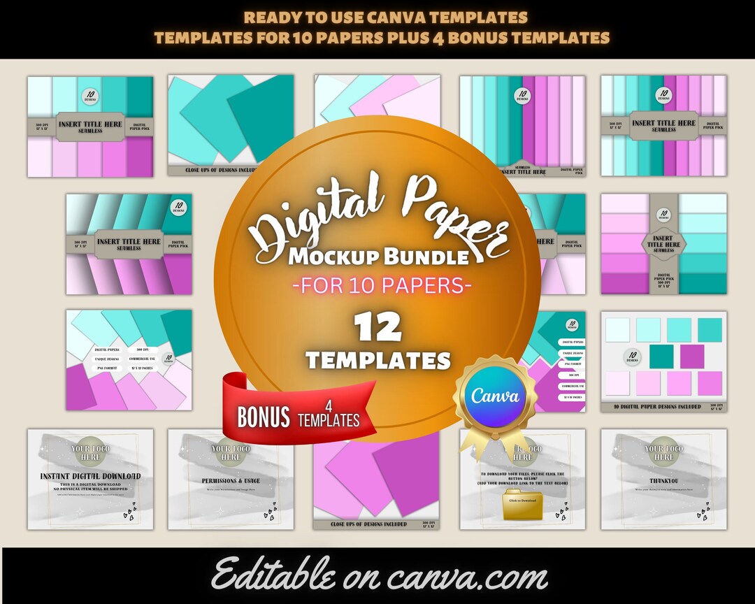 Best Digital Paper Mockup Templates for 10 Papers. Canva Templates for ...