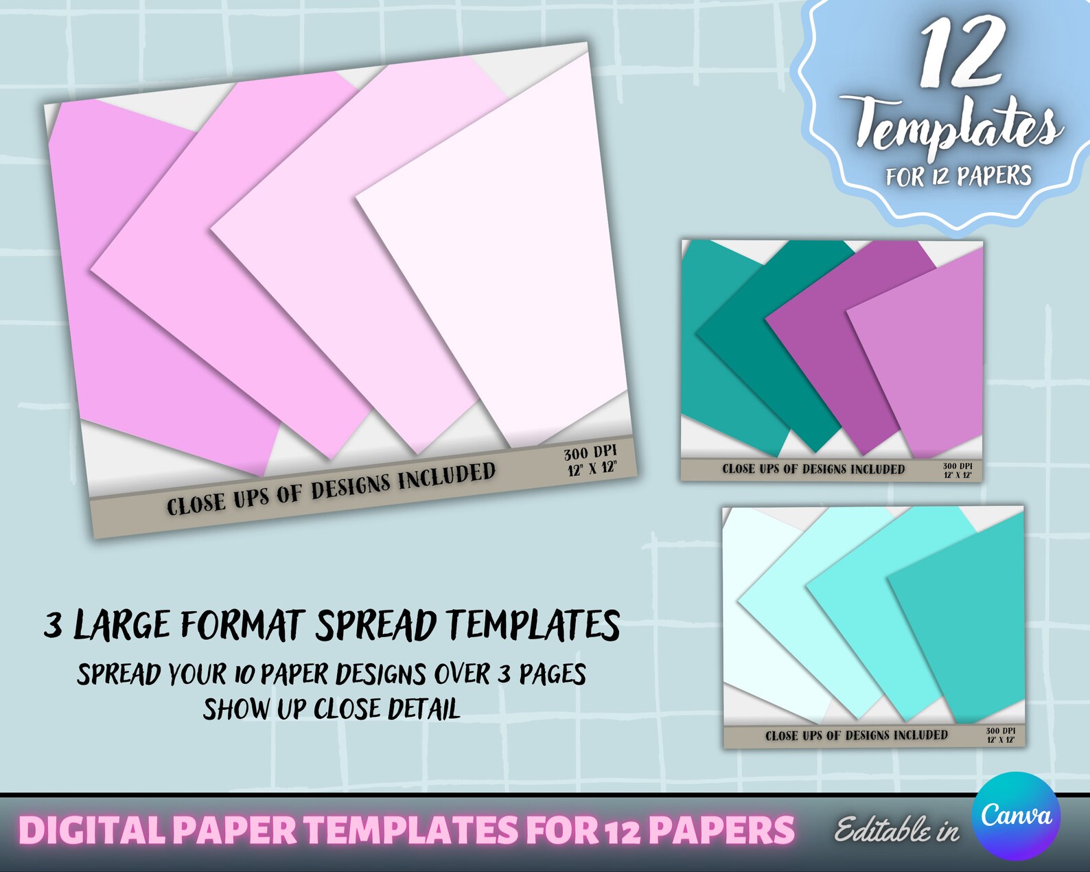Best Digital Paper Mockup Templates for 12 Papers. Canva Templates for ...