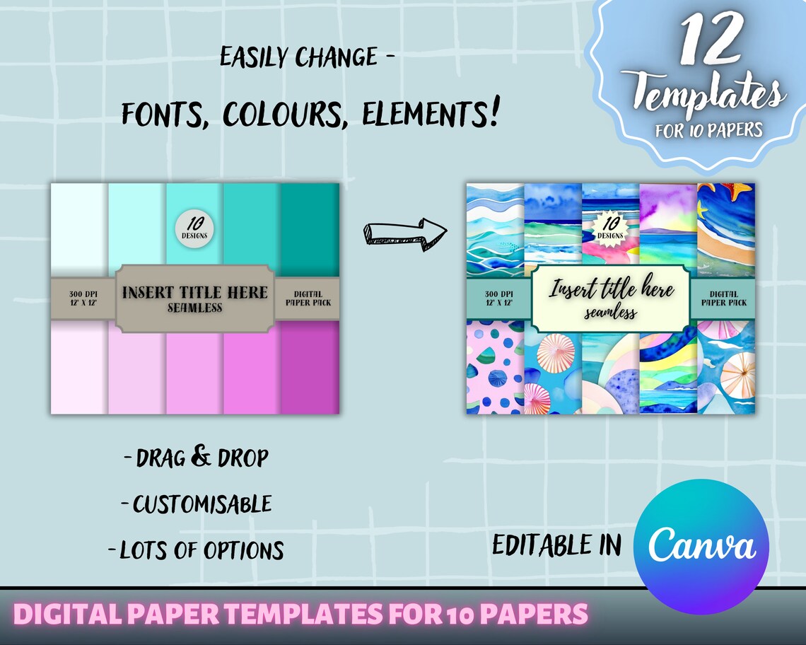Best Digital Paper Mockup Templates for 10 Papers. Canva Templates for ...
