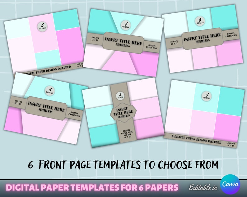 Best Digital Paper Mockup Templates for 6 Papers. Canva Templates for ...