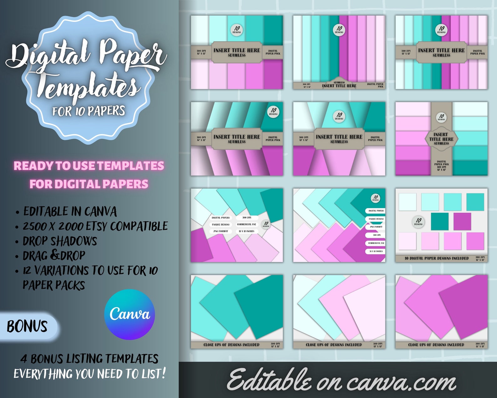 Best Digital Paper Mockup Templates for 10 Papers. Canva Templates for ...